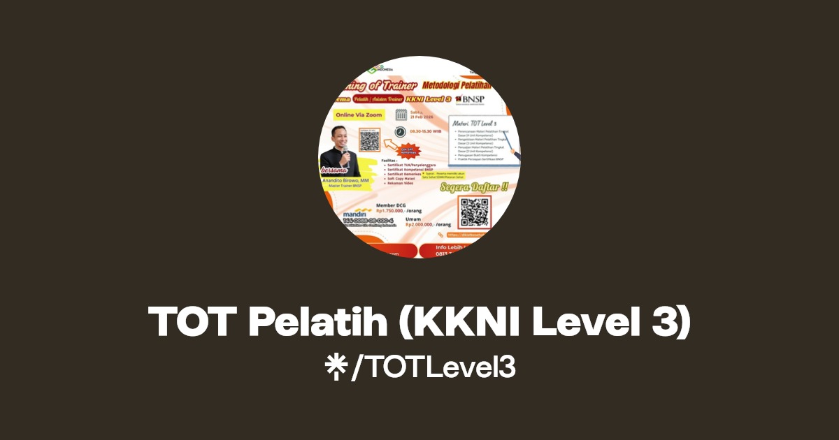 TOT Pelatih (KKNI Level 3) | Linktree